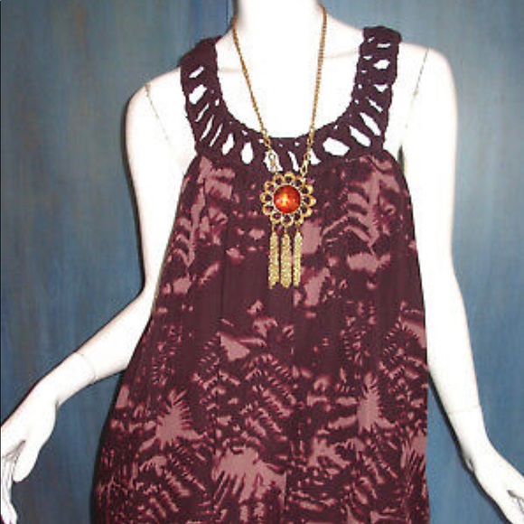 YaYa Aflalo | Dresses | Yaya Aflalo Fern Print Macrame Crochet Dress S ...